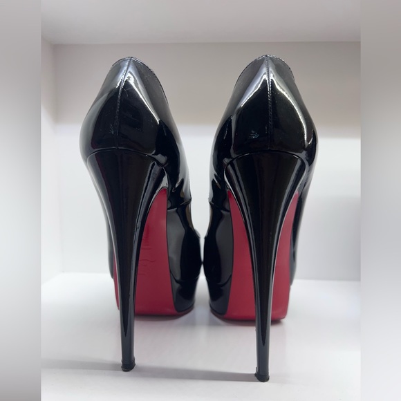 Christian Louboutin | Shoes | Christian Louboutin Lady Peep Patent Leather Pumps Black | Poshmark